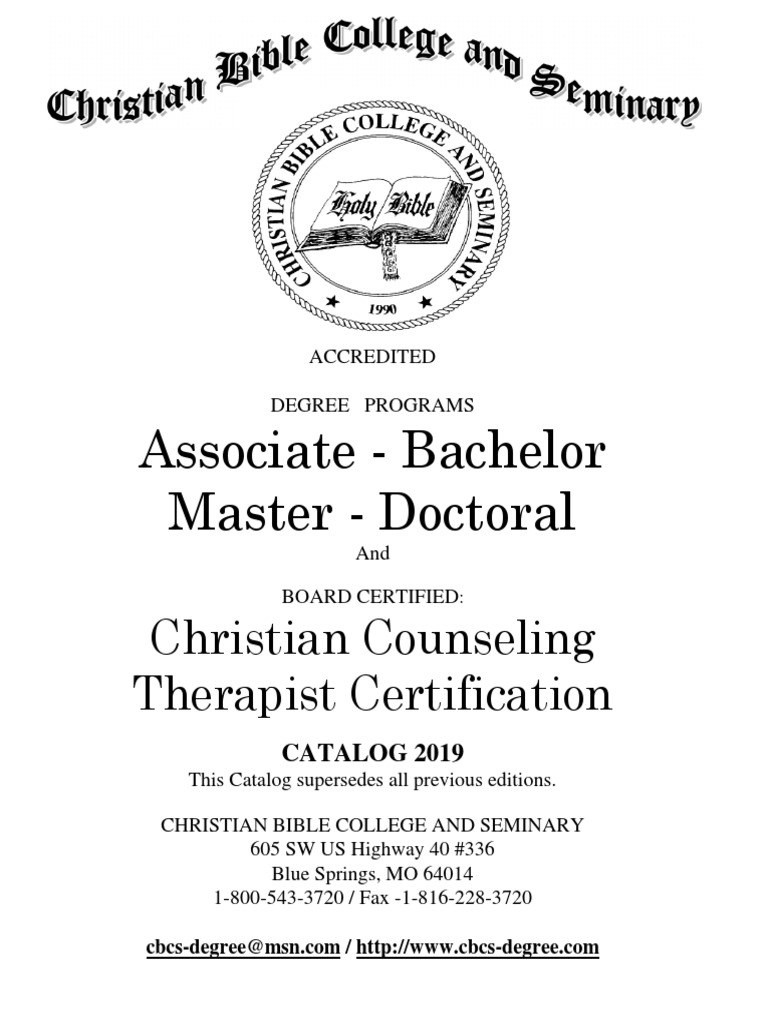 Christian Bible College and Seminary Catalog-2019 | Course Credit ...