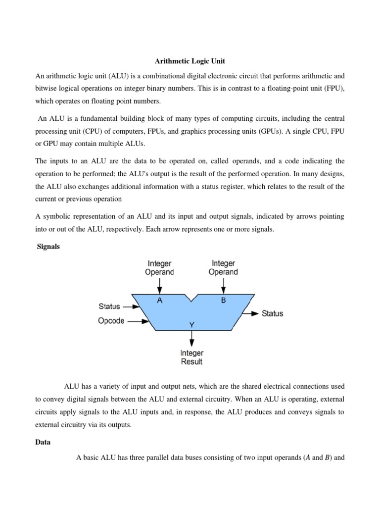ALU | PDF | Computer Architecture | Computer Engineering