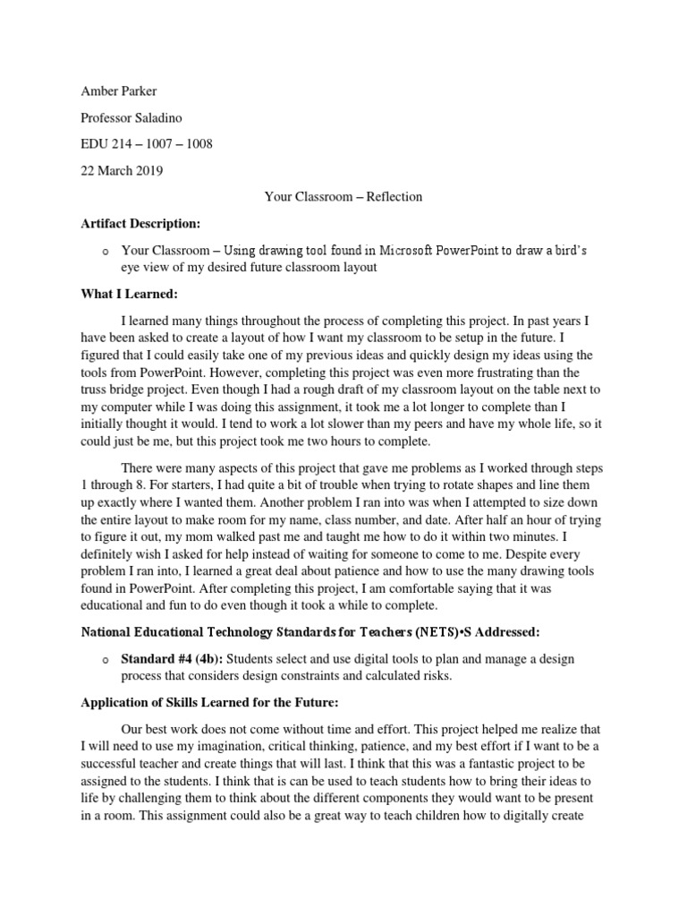 Edu 214 - Your Classroom - Reflection | PDF | Design | Educational ...