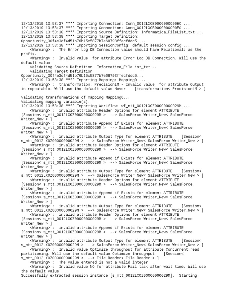 Informatica Workflow Import Log | PDF | Parameter (Computer Programming ...