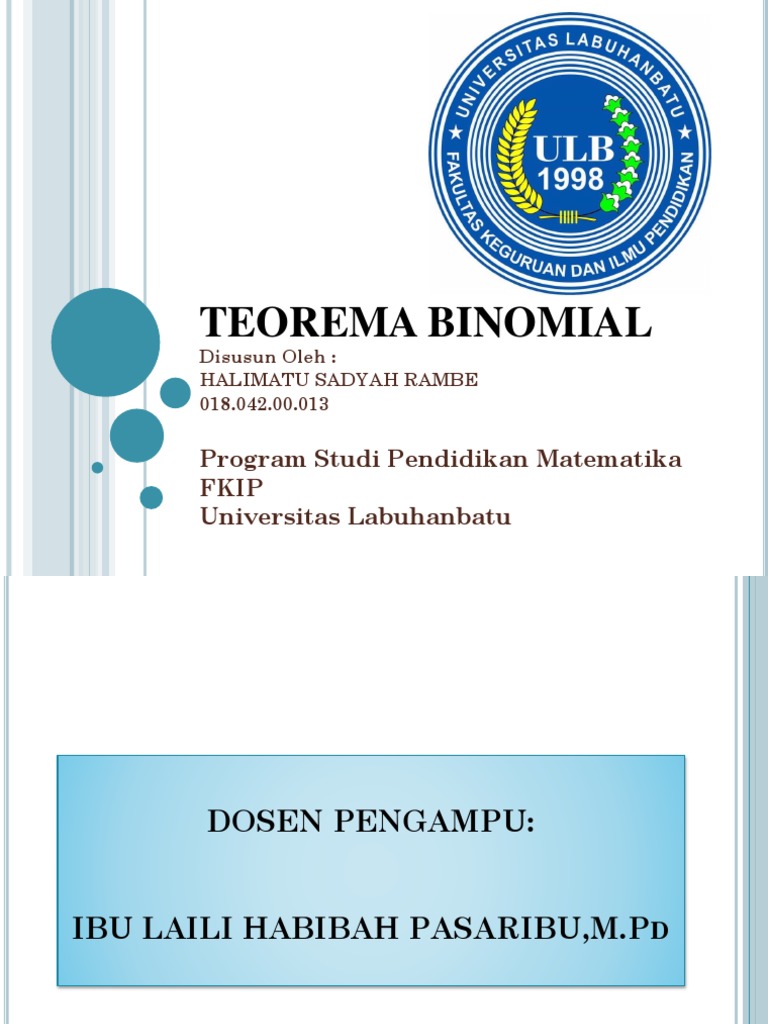 Teorema Binomial dan Aplikasinya | PDF | Metode & Bahan Ajar
