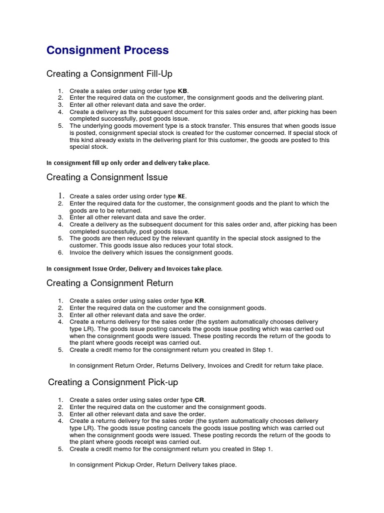 Consignment Process in SAP SD | PDF | Delivery (Commerce) | Receipt