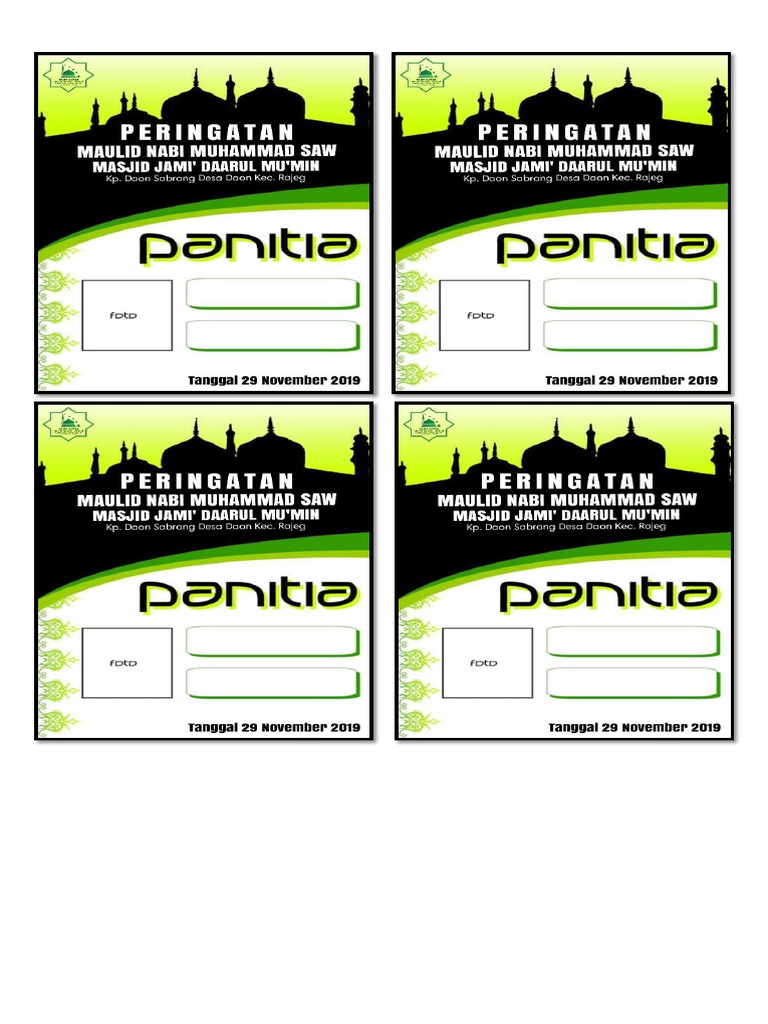 Id Card Panitia Phbi 2019 | PDF