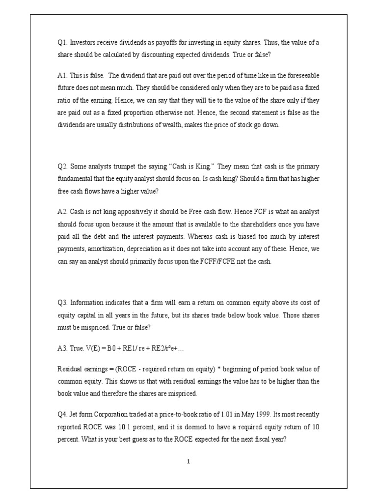 Equity Research Assignment | PDF | Free Cash Flow | Stocks