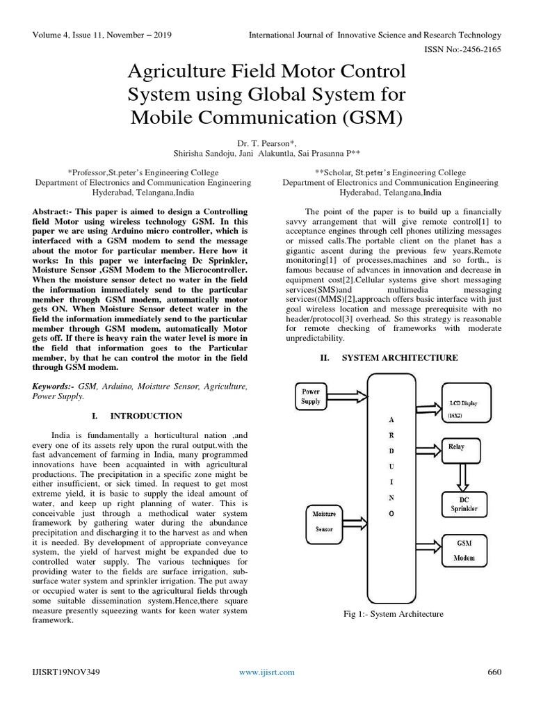 Agriculture Field Motor Control System Using Global System For Mobile ...