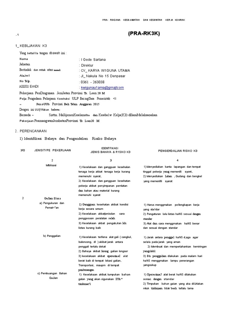 Identifikasi Jenis Bahaya & Risiko K3 PDF | PDF