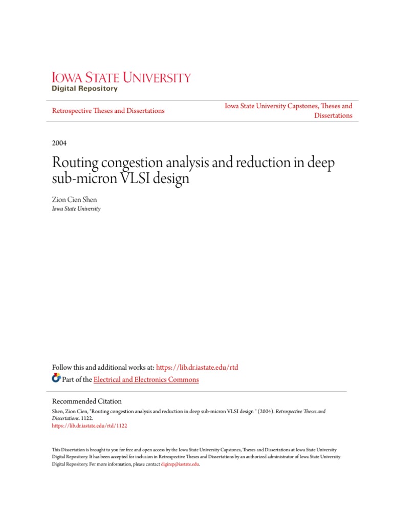 Routing Congestion Analysis and Reduction in Deep Sub-Micron VLSI PDF ...
