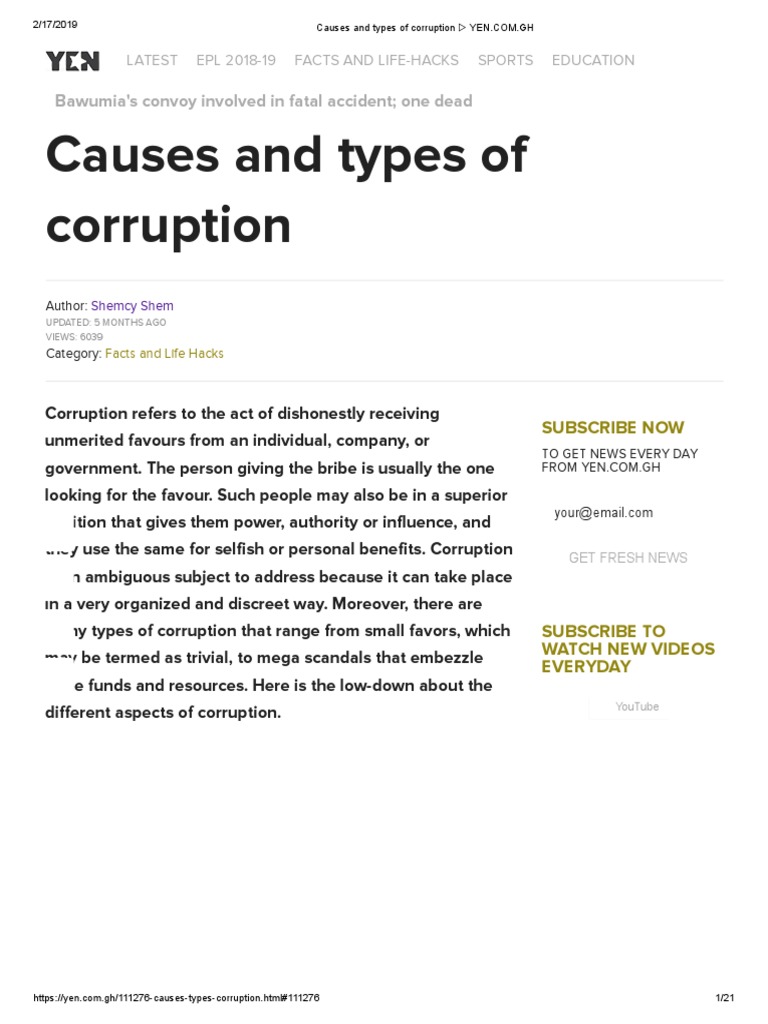 Causes and Types of Corruption YEN - COM.GH PDF | PDF | Political ...