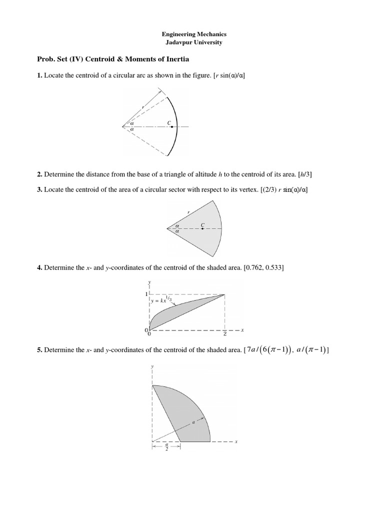 Centroid and Moment of Inertia Problems with Solutions | PDF | Area ...