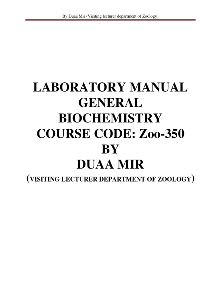 Biochemistry Lab Manual | PDF | Carbohydrates | Sodium Hydroxide