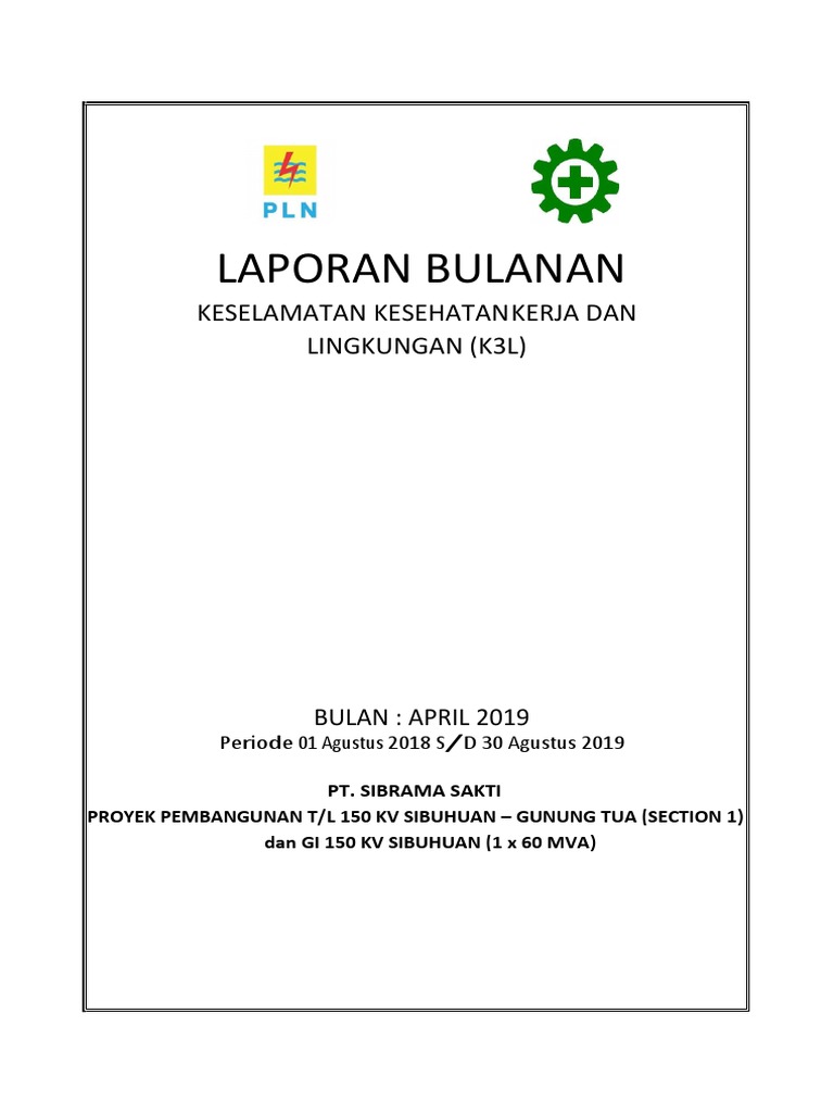 Laporan Bulanan k3 April New 2019 | PDF