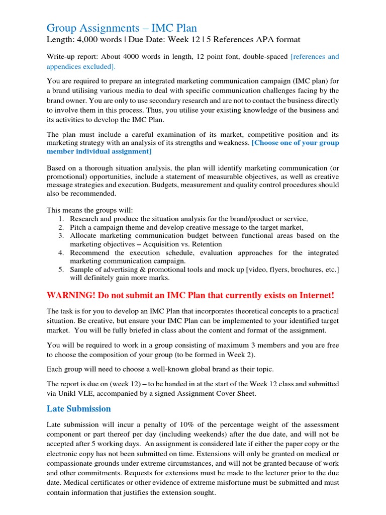 Group IMC Assignment | PDF | Marketing Communications | Marketing