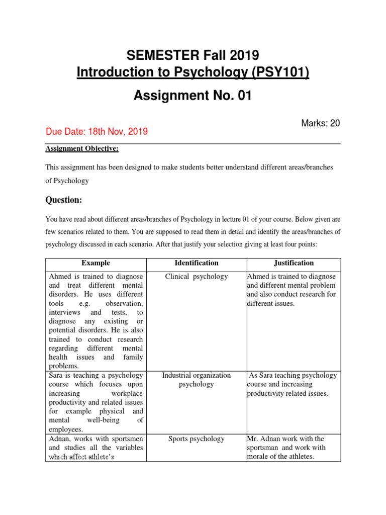 Bc170402604. PSY101 Assignment No 1 | PDF | Health Psychology | Psychology