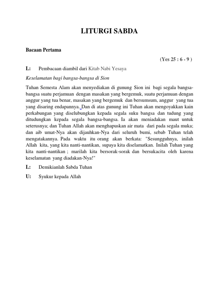 Liturgi Sabda | PDF | Kajian Bahasa Asing | Agama & Spiritualitas
