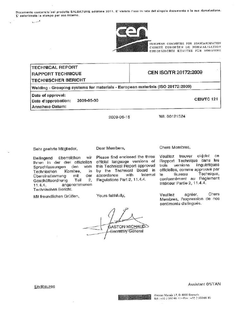 Cen Iso TR 20172 Gruping of Material PDF | PDF