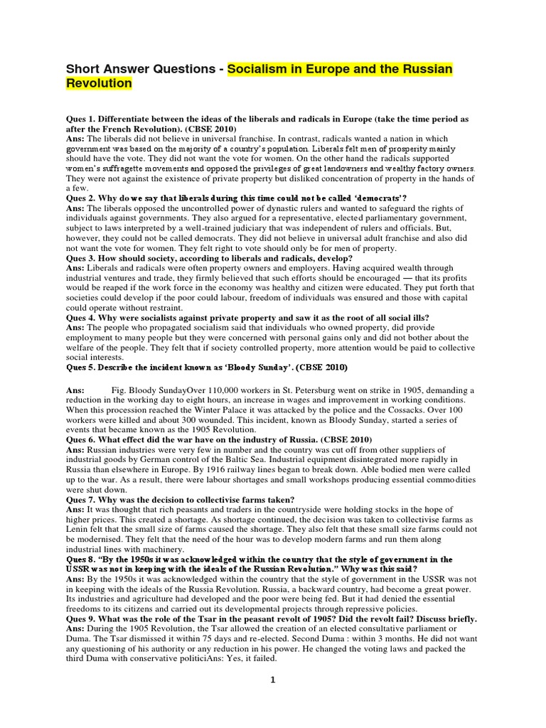 Russian Revolution History Grade 9 Notes | PDF | Socialism | Vladimir Lenin