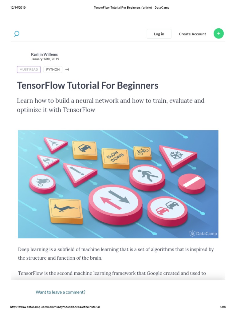 TensorFlow Tutorial For Beginners (Article) - DataCamp | PDF | Tensor ...