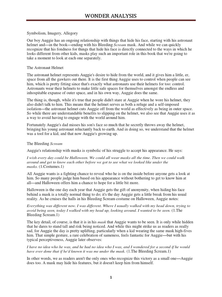 Wonder Analysis | PDF | Jedi | Narrative