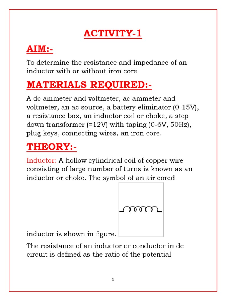 To Determine Resistance and Impendance of An Inductor With or Without ...