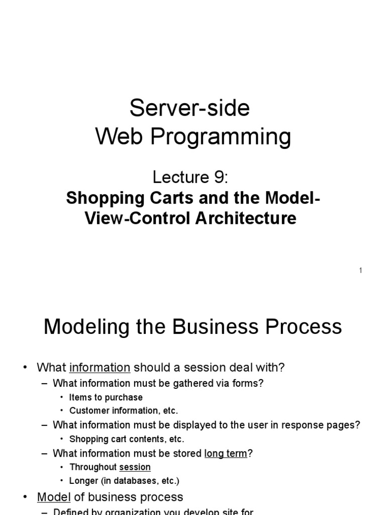 Server-Side Web Programming: Shopping Carts and The Model-View-Control Architecture | PDF | Java ...