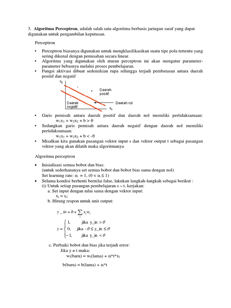 Ringkasan Algoritma Perception, Backpropagation, Bam | PDF