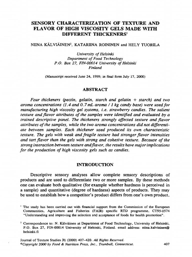 Sensory Character Gummy | PDF | Flavor | Gelatin