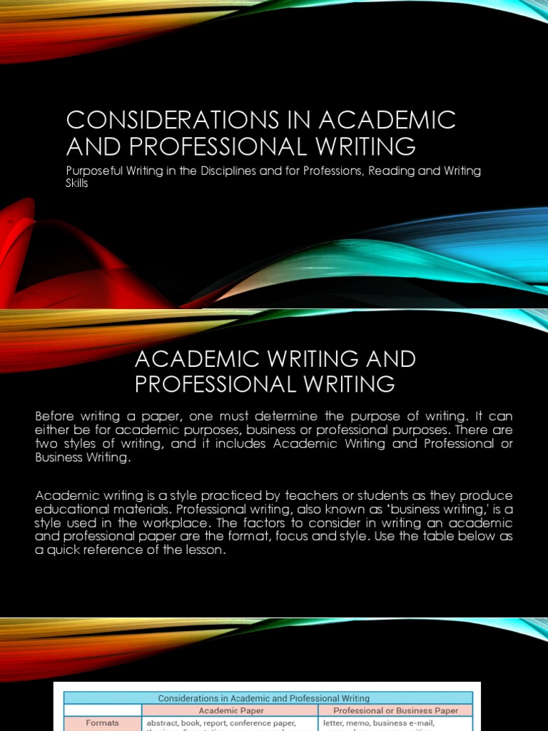 Academic vs. Professional Writing Guide | PDF | Academic Publishing ...