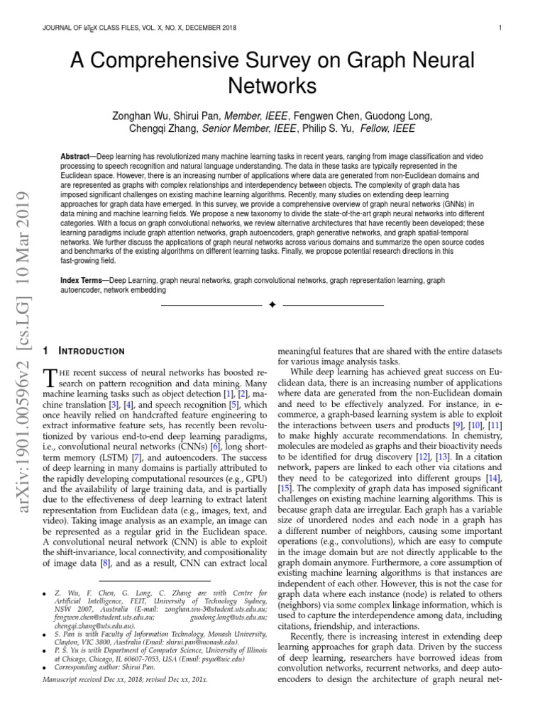 A Comprehensive Survey Of Graph Neural Networks Pdf Pdf Deep Learning Eigenvalues And 7220