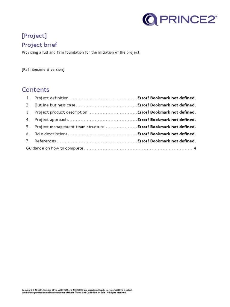 PRINCE2 2017 Project Brief | PDF | Business | Accountability