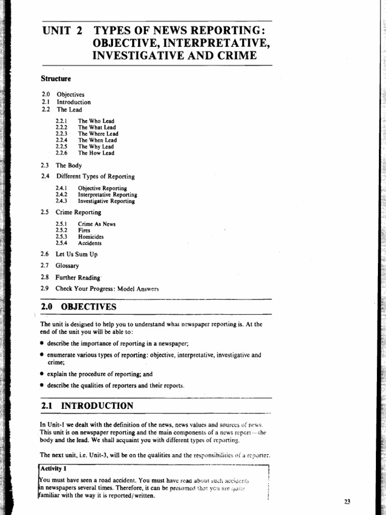 Exploring Objective, Interpretative, Investigative and Crime Reporting ...