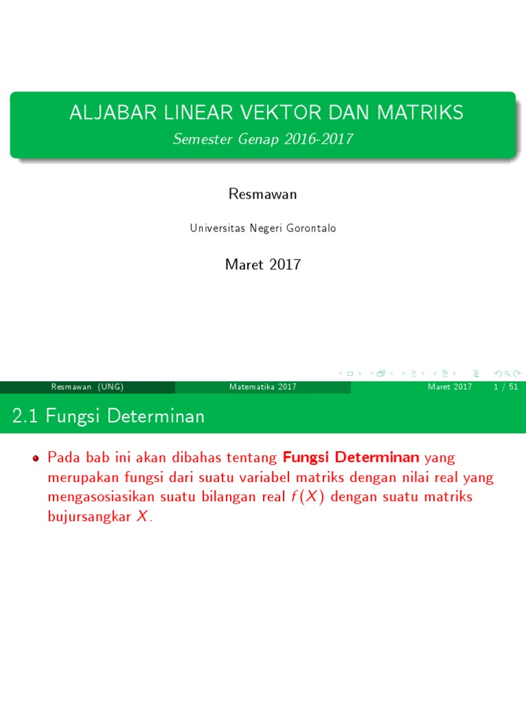 Resmawan Aljabar Linear Elementer Determinan | PDF | Metode & Bahan Ajar
