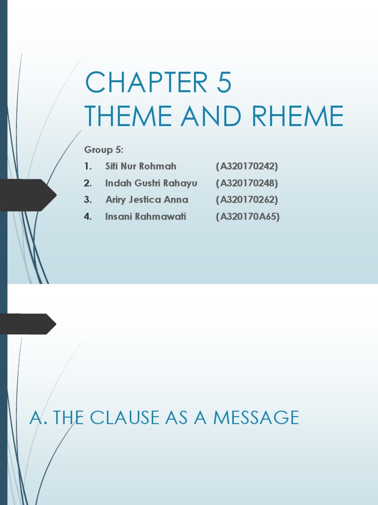 Chapter 5 - Theme and Rheme | PDF | Clause | Subject (Grammar)