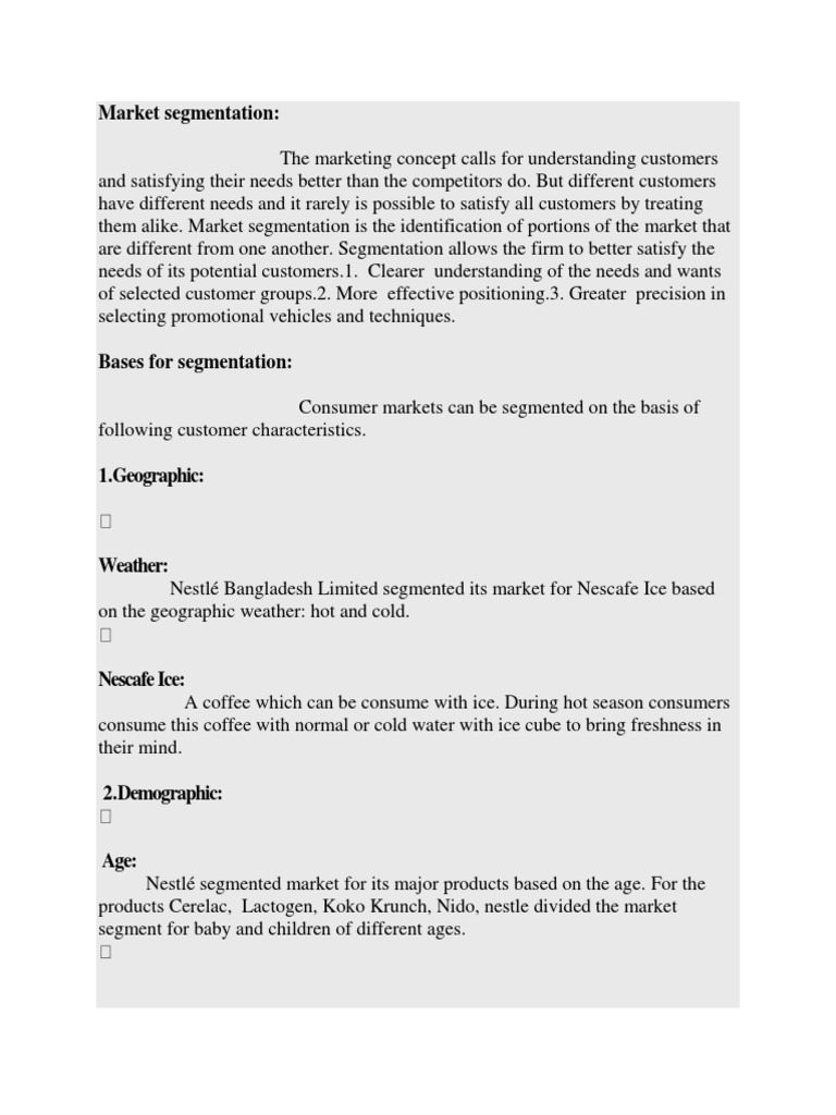 Market Segmentation | PDF | Market Segmentation | Nestlé