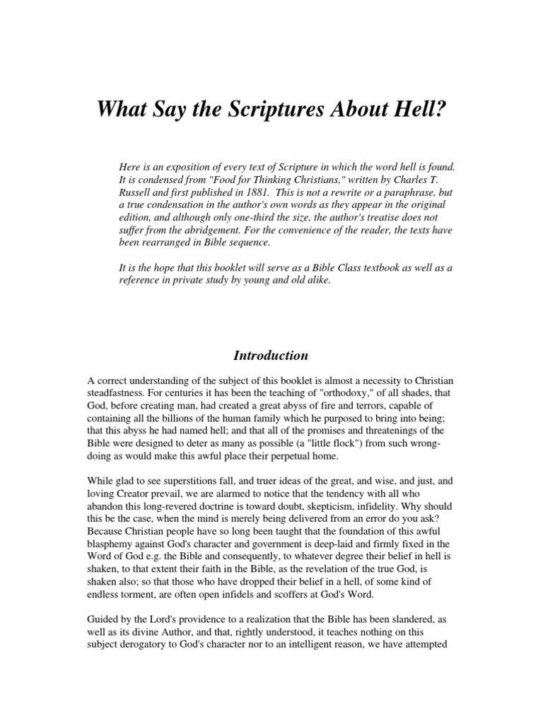 What Say The Scriptures About Hell? | PDF | Hell | Resurrection Of Jesus