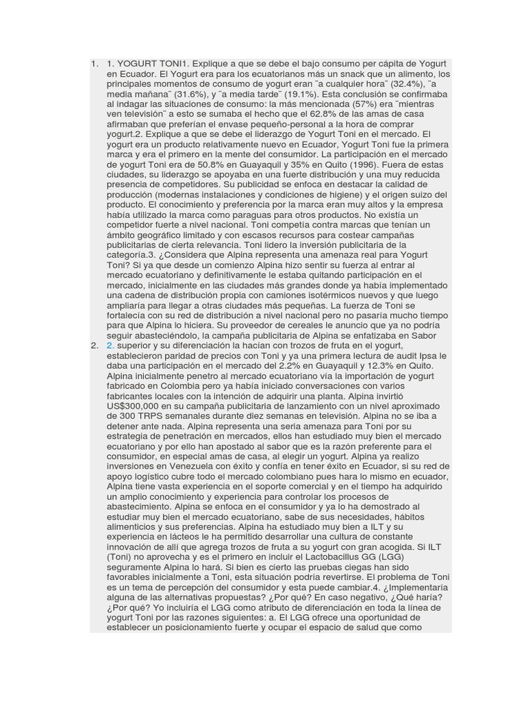 Yogurt Tony | PDF | Ecuador | Marca