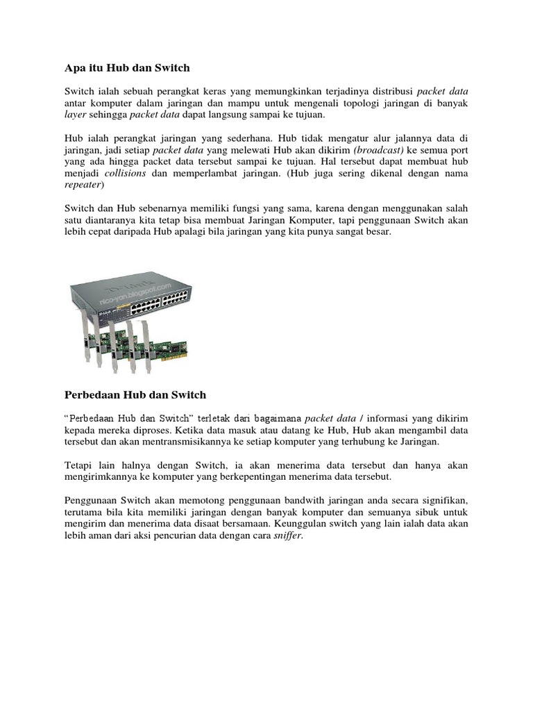 Apa Itu Hub Dan Switch | PDF
