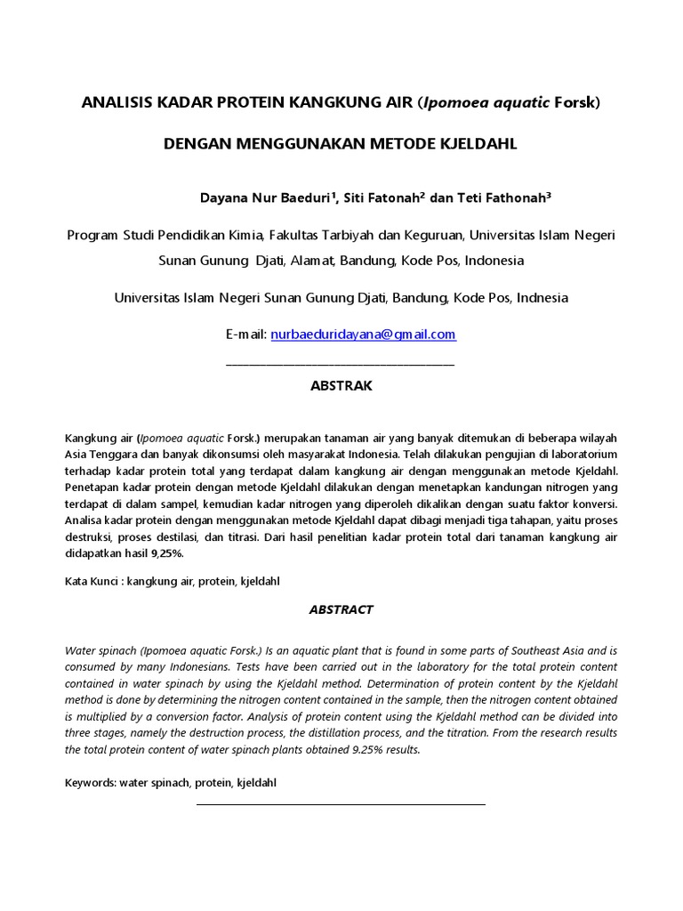 Jurnal Analisis Protein Pada Kangkung | PDF
