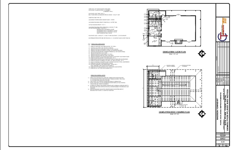 004 - Code Data, Demolition Plans & Notes - A-01 | PDF | Demolition | Roof
