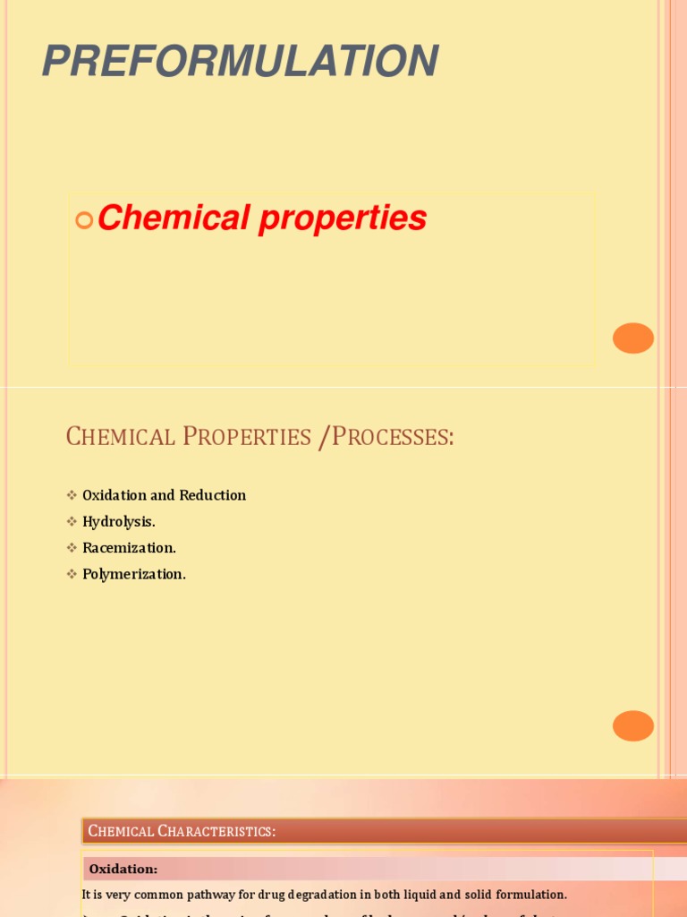 Preformulation Studies | PDF | Redox | Chemical Reactions