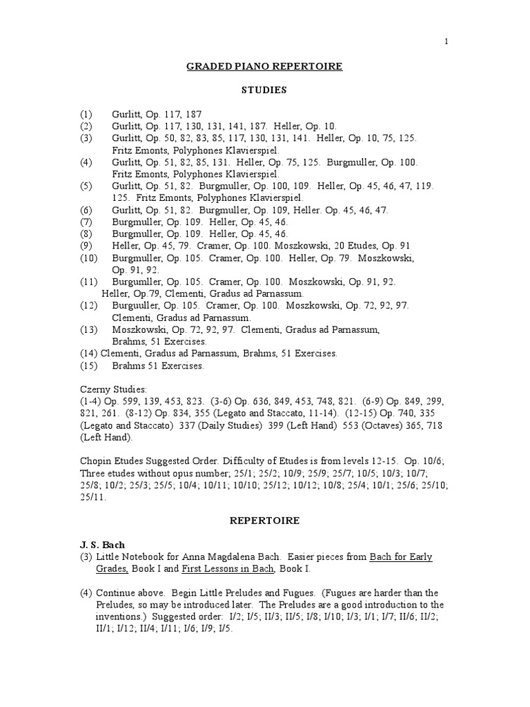 Graded Piano Repertoire Guide | PDF | Variation (Music) | Suite (Music)