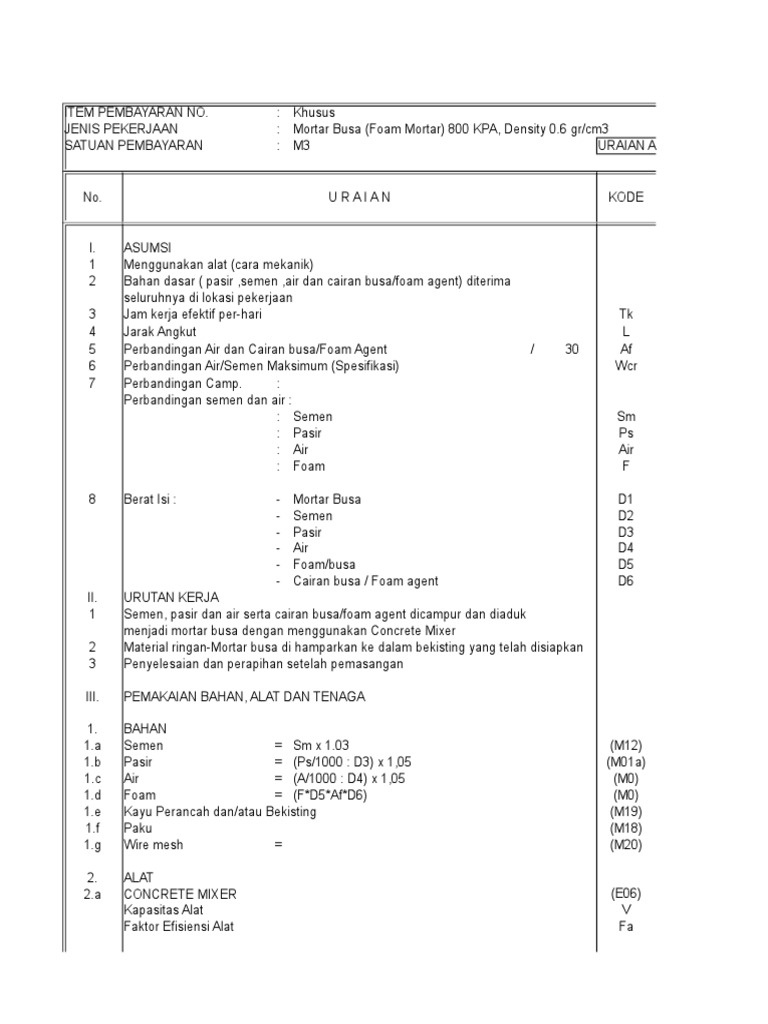 Analisa Mortar Busa | PDF