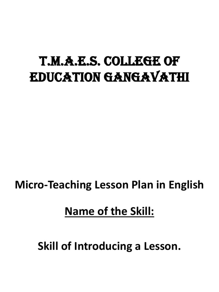 Microteaching Lesson Plan in English | PDF