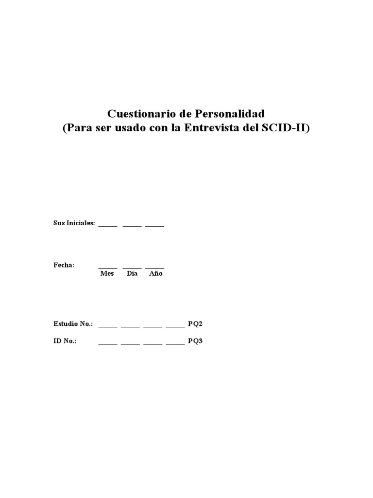 SCID II (Completo) | PDF | Diagnóstico psiquiátrico | Depresión (estado ...