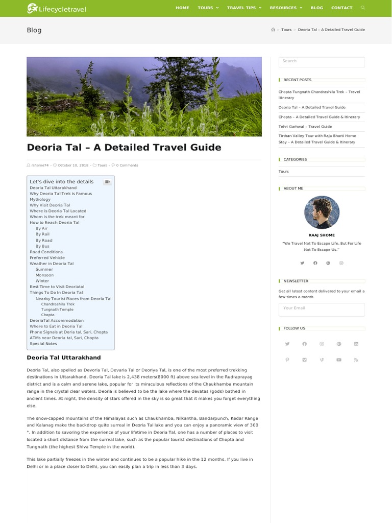 Deoria Tal - A Detailed Travel Guide | PDF | Nature