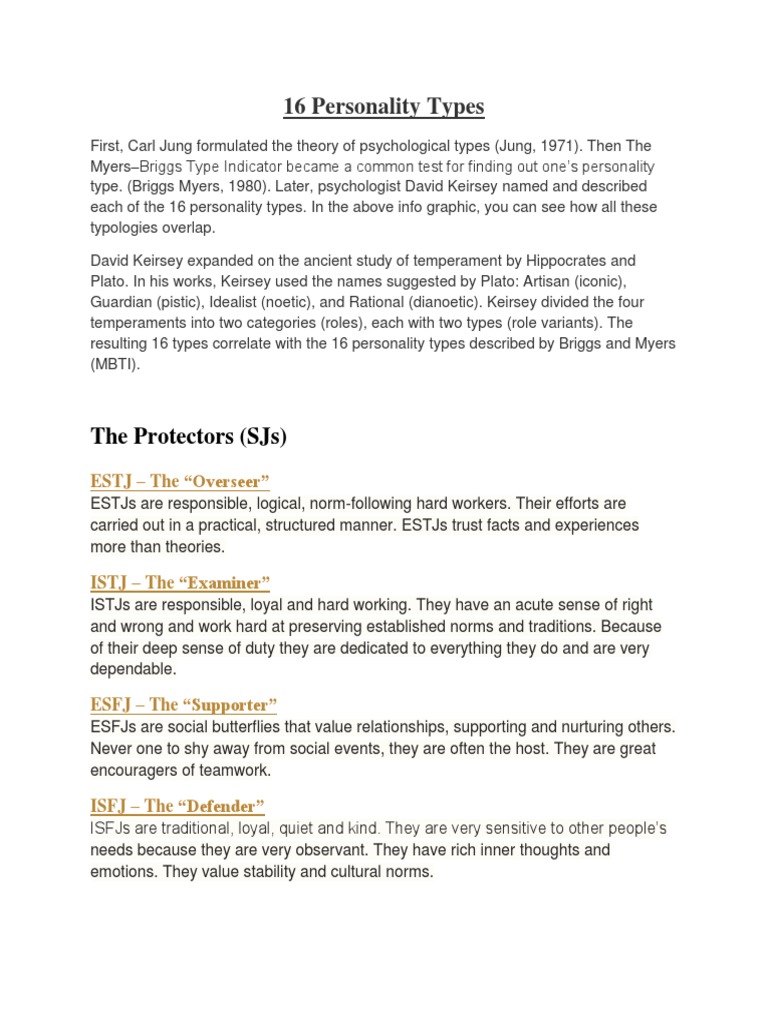 16 Personality Types | PDF | Personality Type | Metaphysics Of Mind