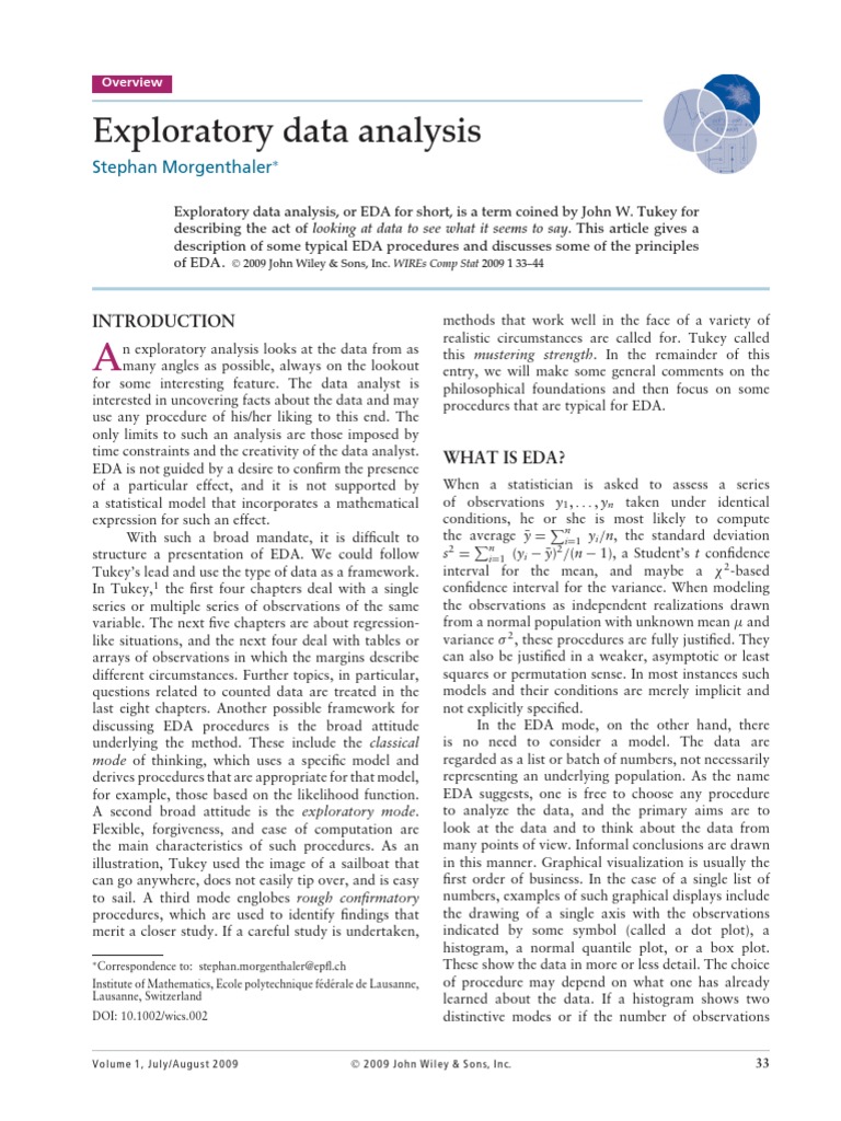 Exploratory Data Analysis Stephan Morgenthaler (2009) | PDF | Data ...