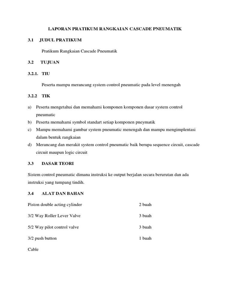 Rangkaian Cascade Pneumatik Praktikum | PDF