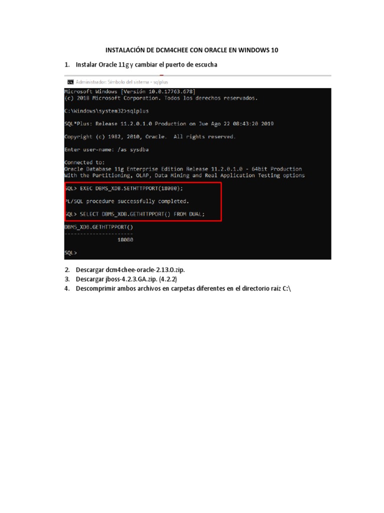 Instalación de Dcm4chee Con Oracle en Windows 10 | PDF