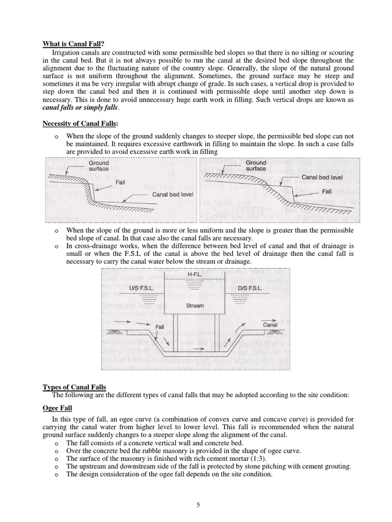 Canal Falls Types | Download Free PDF | Masonry | Slope