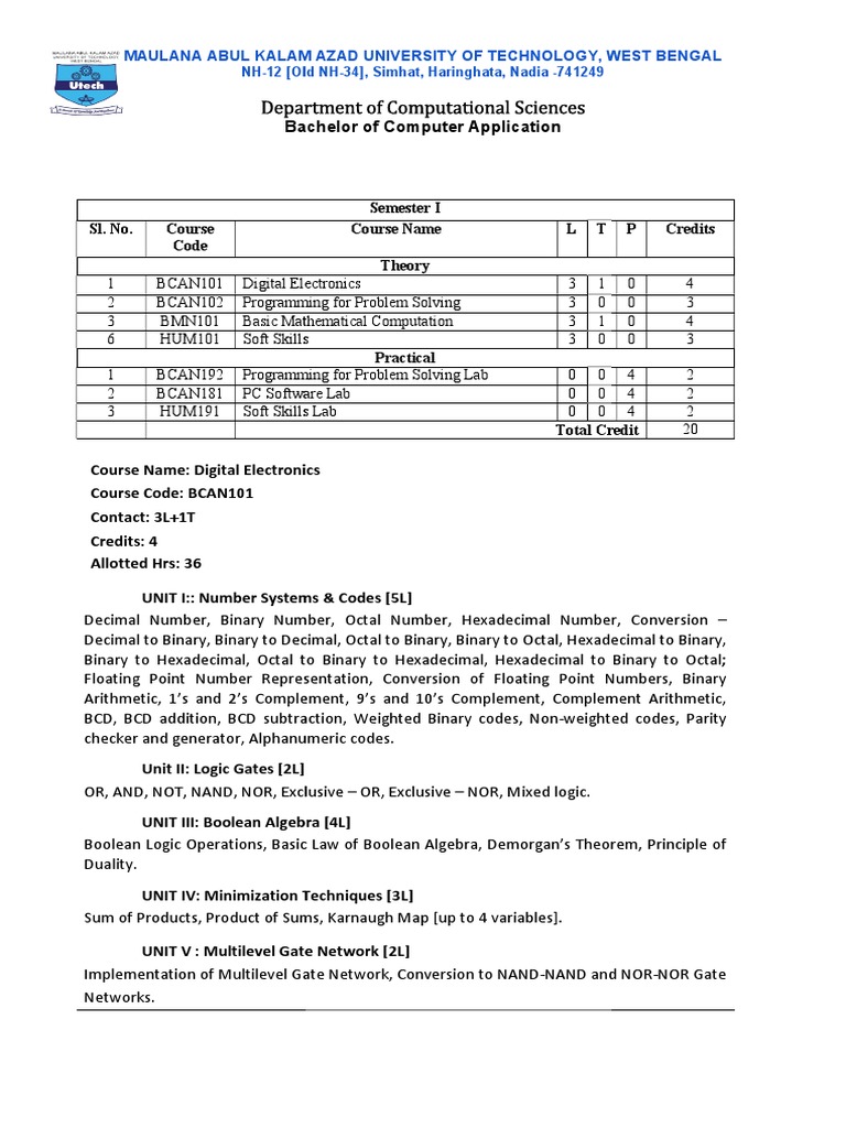 Makaut Syllabus 2019 | PDF | Control Flow | Random Access Memory